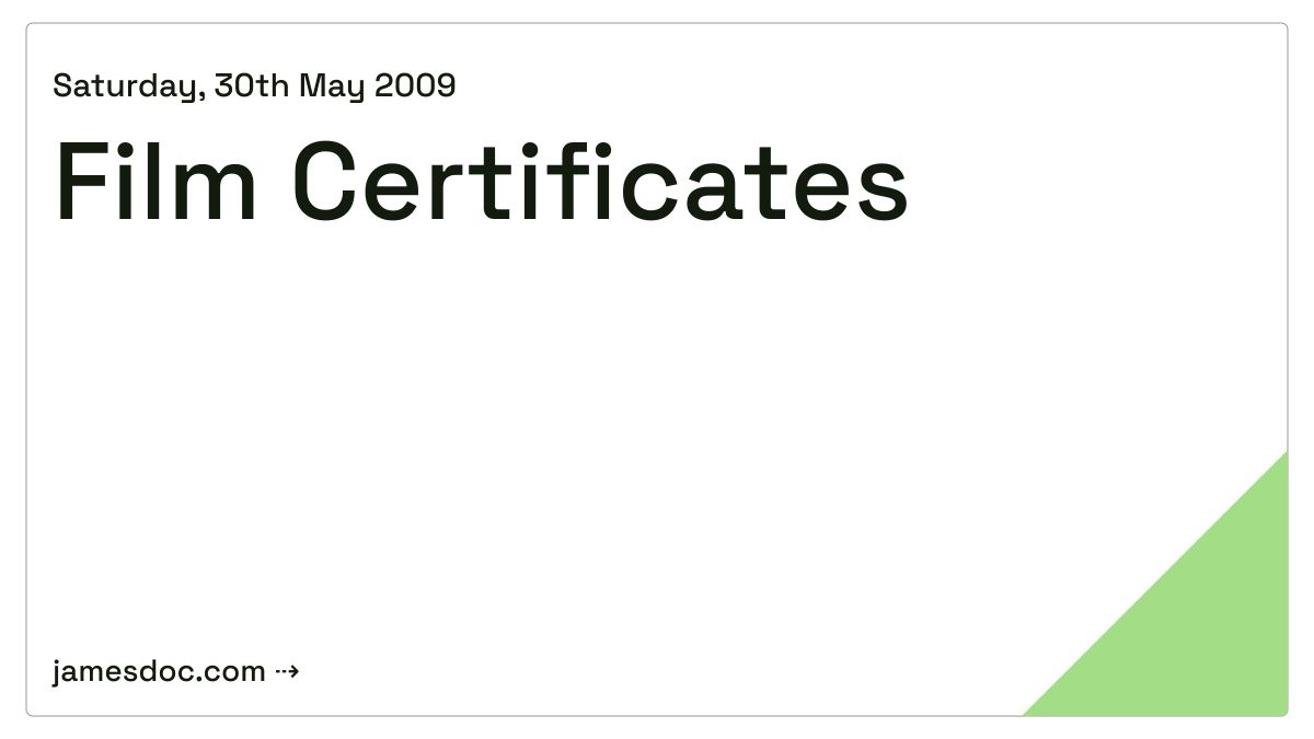 Film Certificates · James Doc